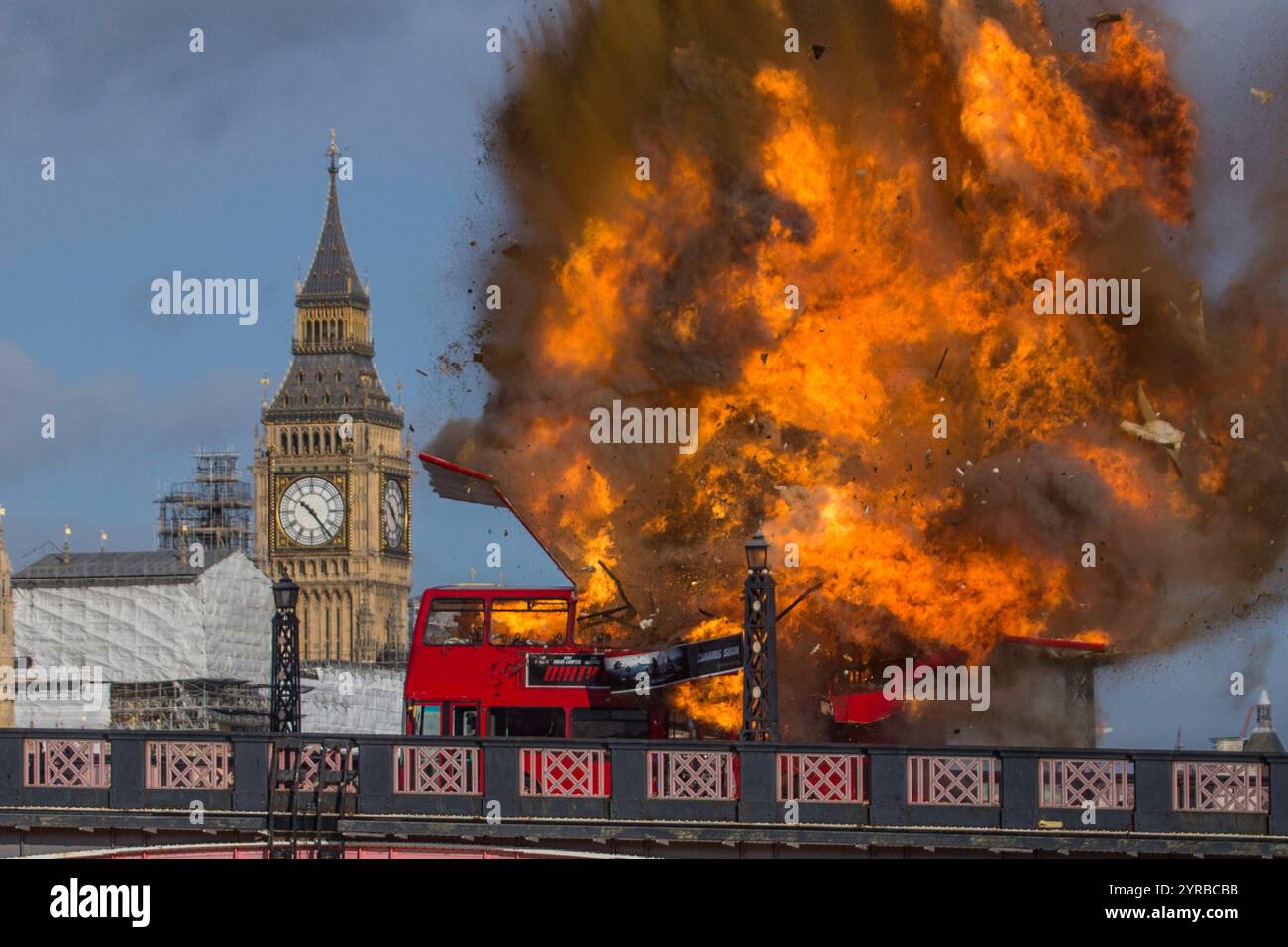 LONDON, UK - Febuary 7 2016. A dramatic scene unfolds as a red double ...