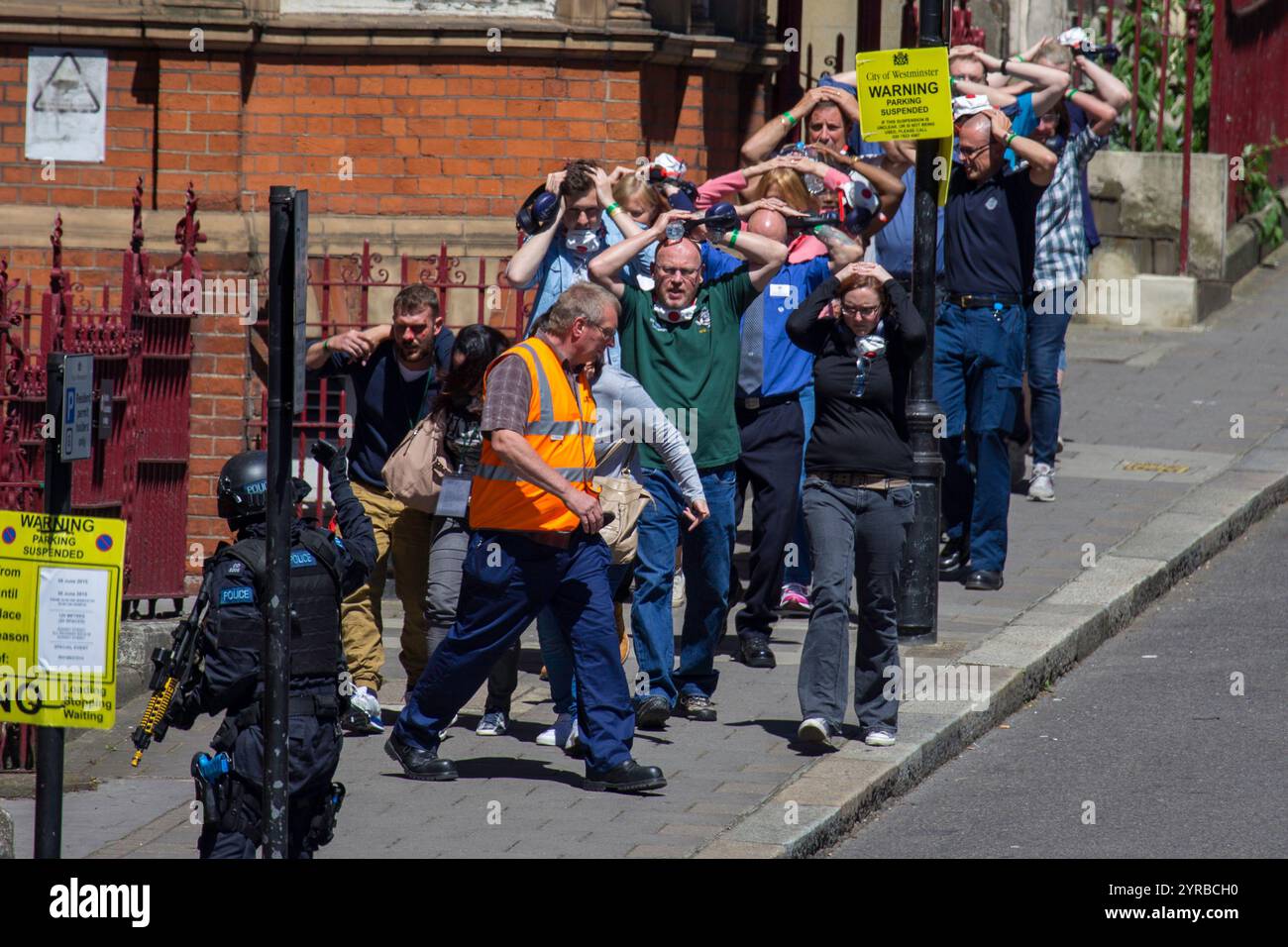LONDON, UNITED KINGDOM - JUNE 2015:Police carry out a training ...