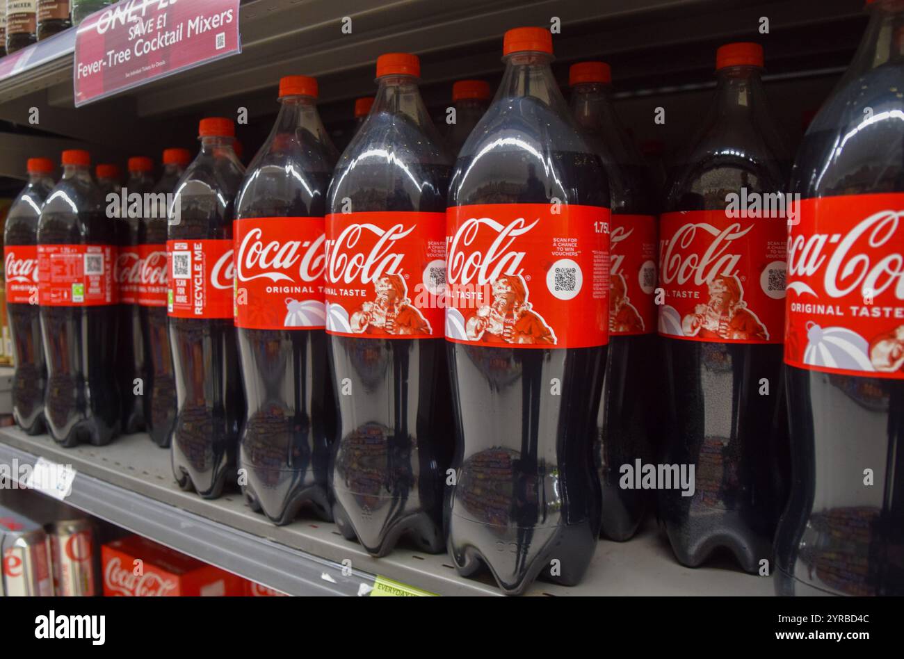 London, England, UK. 3rd Dec, 2024. Plastic bottles of Coca-Cola on ...