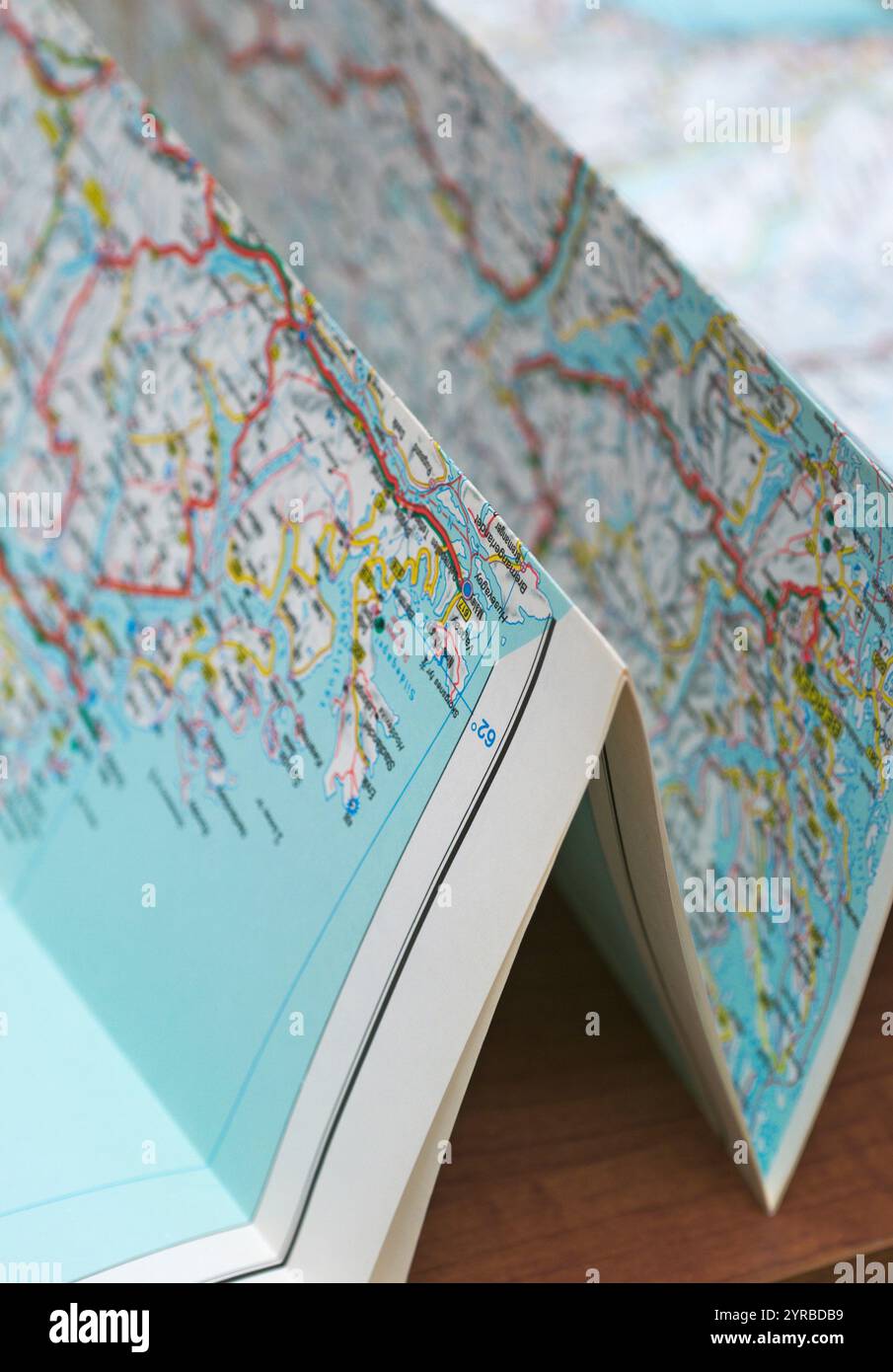 folding route map of Scandinavia Stock Photo - Alamy