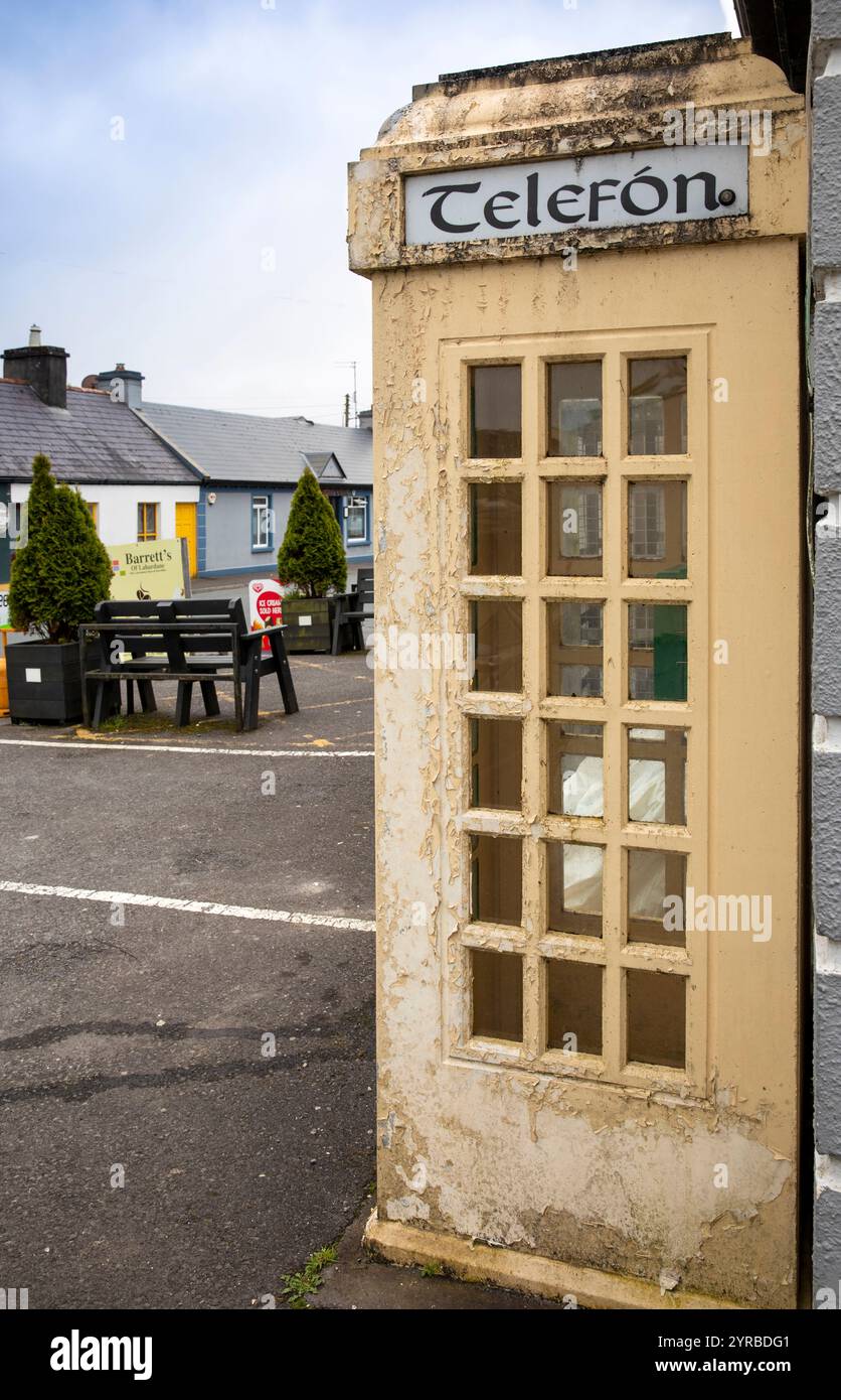 Ireland, County Mayo, Lahardane (Lahardaun), old concrete phone box ...