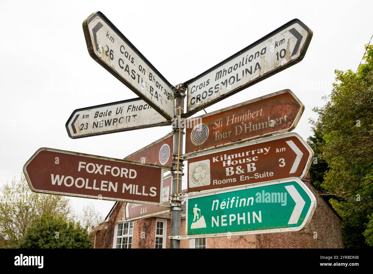 Ireland, County Mayo, Lahardane (Lahardaun), tourist information road ...