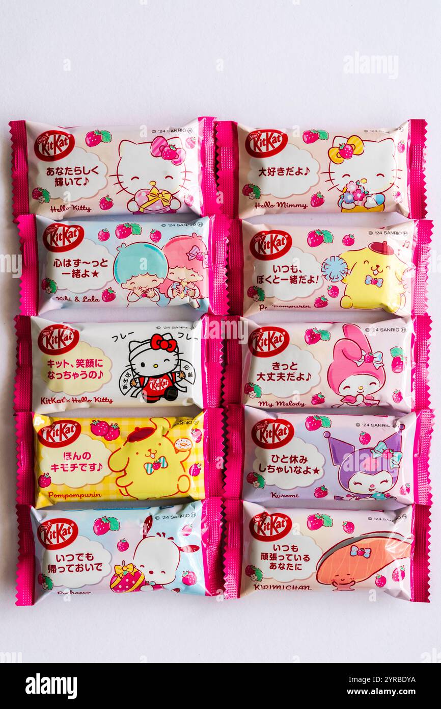 Assortment of Sanrio Japanese mini bar kitkats. Featuring various ...