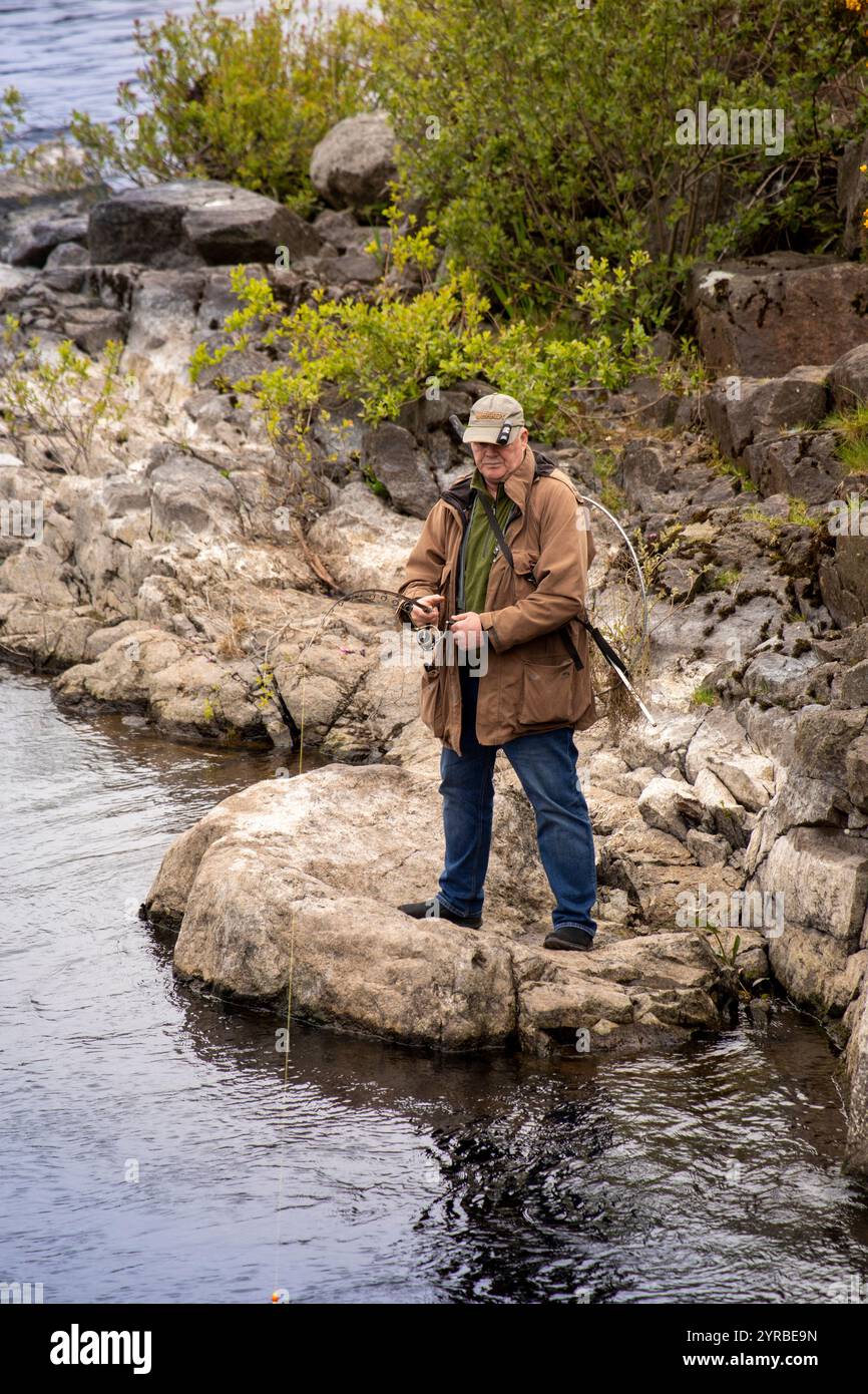 Ireland, County Mayo, Pontoon, angler on Lough Conn shore Stock Photo ...