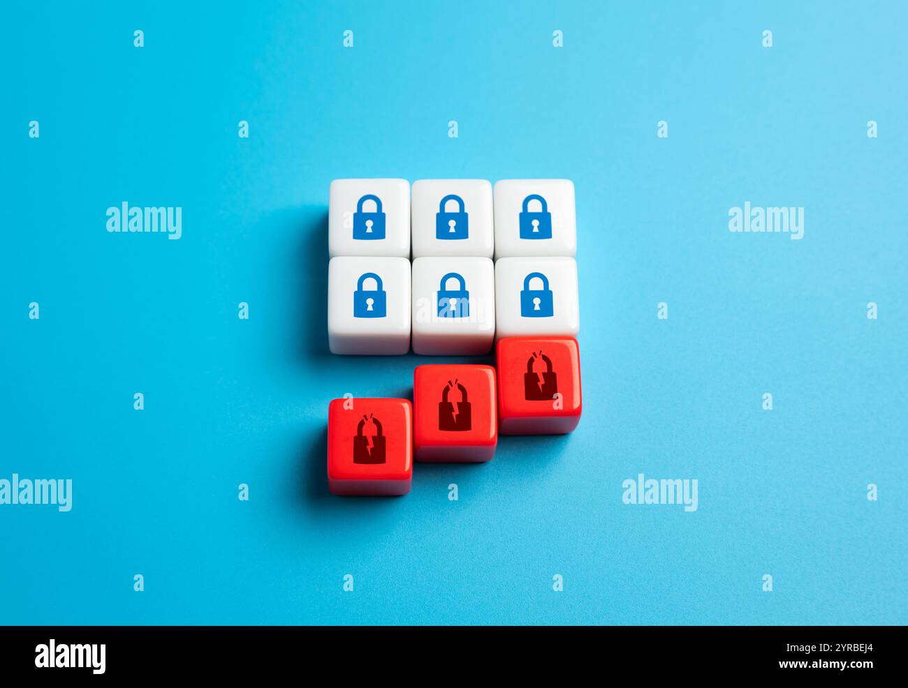 Falling broken padlocks. The concept of breach of security ...