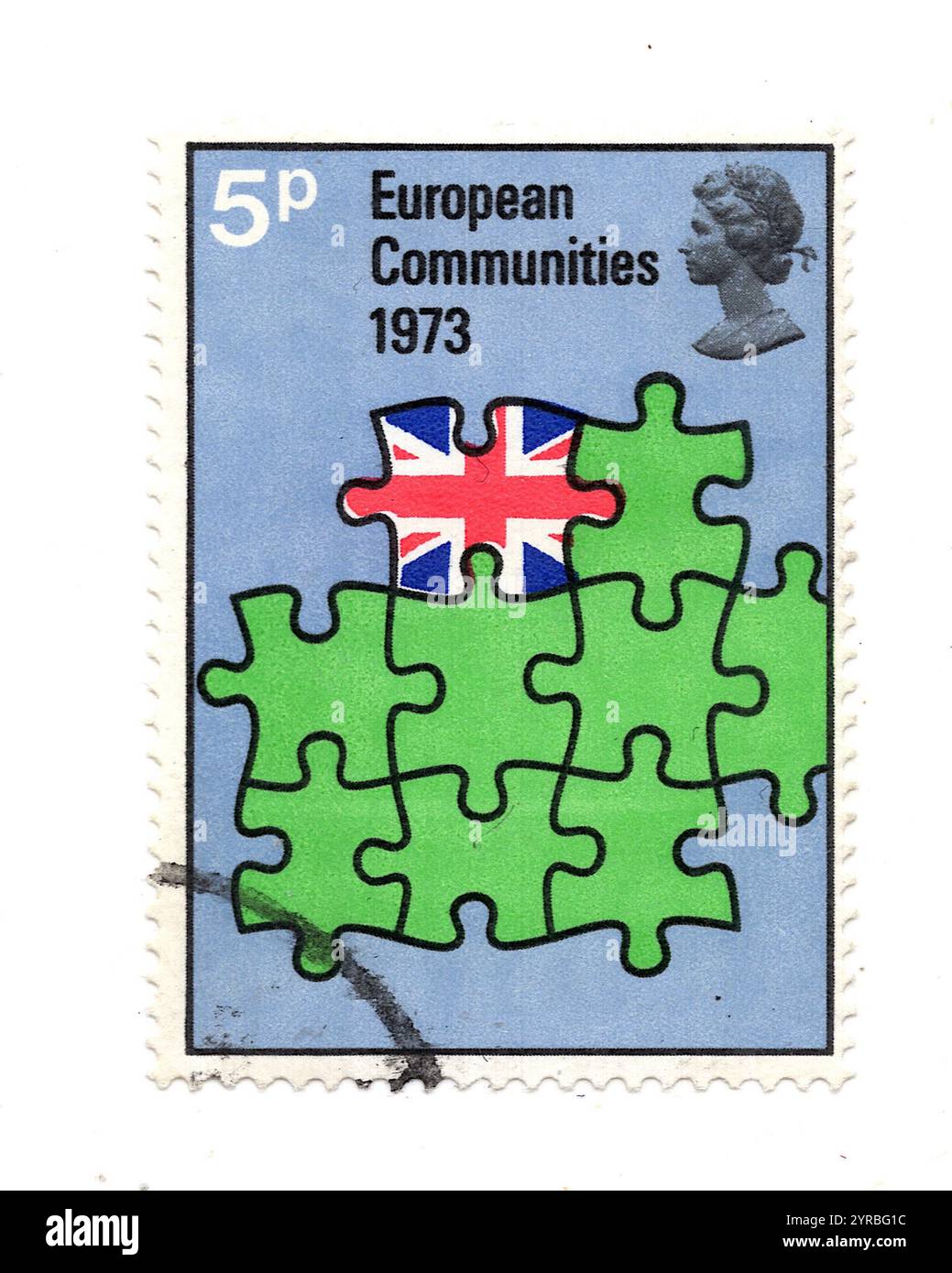 A vintage postage stamp from Great Britain featuring European ...