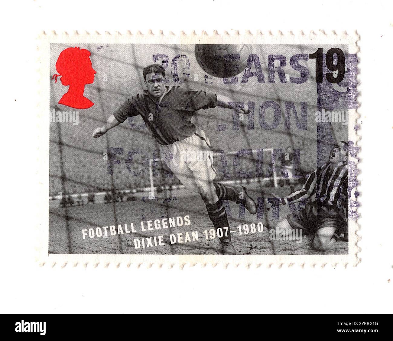 A vintage football legends postage stamp from Great Britain featuring ...