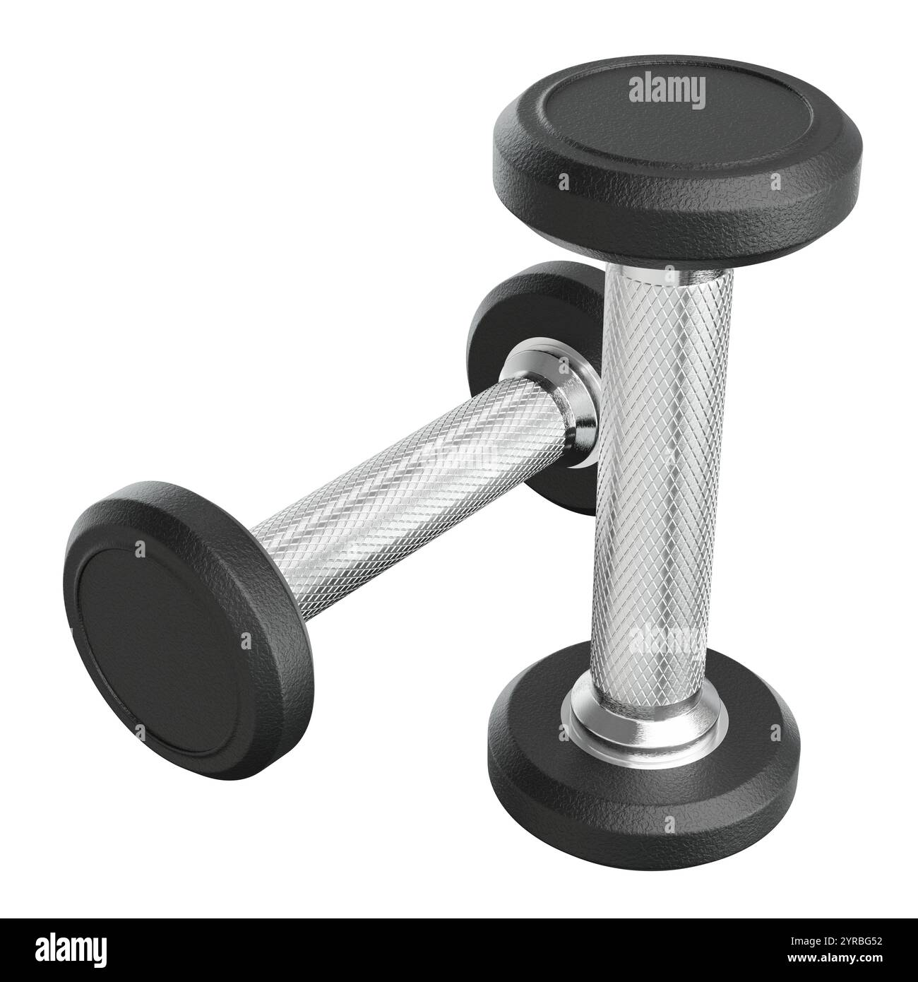 Two Blank Round Rubber Dumbbells, weightlifting gym equipment top view ...