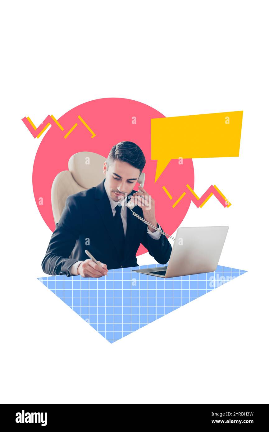 Composite trend artwork sketch image photo collage of business young ...