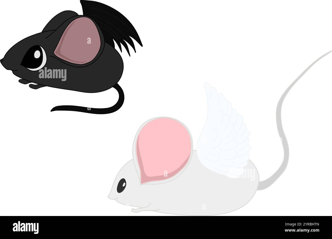A whimsical illustration featuring two contrasting mice: one ...