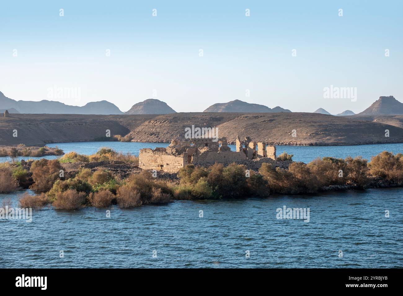 The ruins of Qasr Ibrim Fortress in Lake Nasser as seen from cruise ...