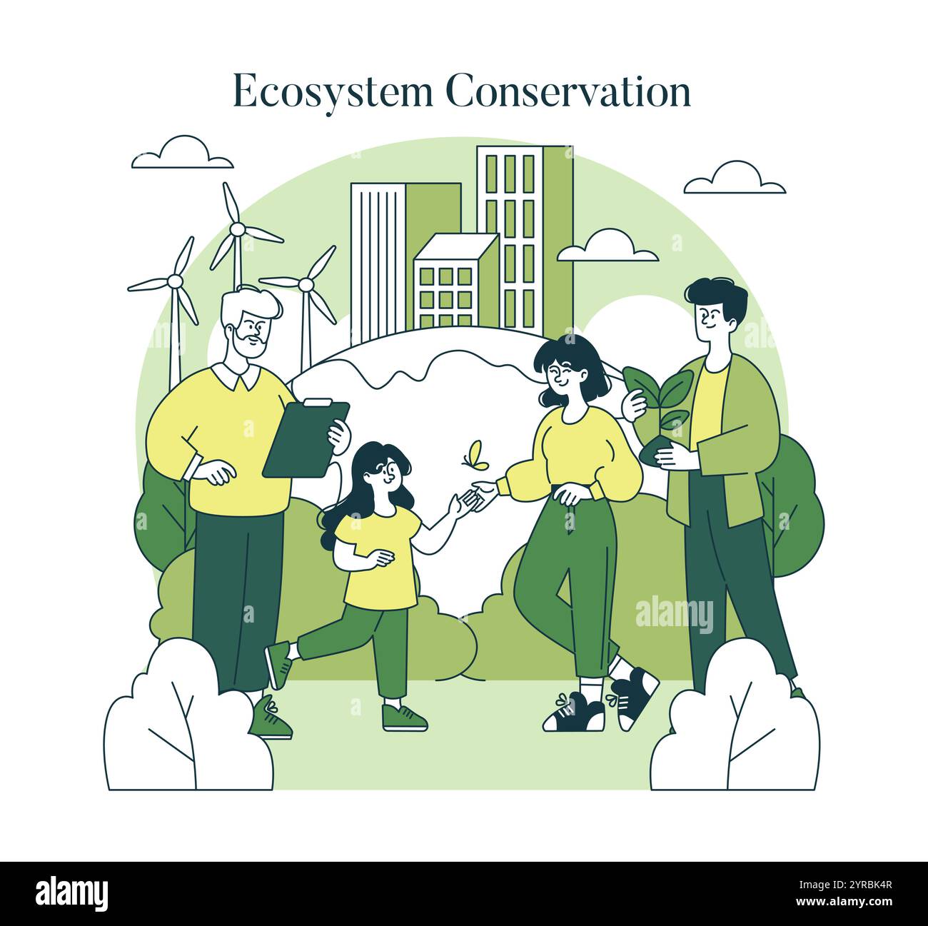 Ecosystem Conservation concept. A group engages in sustainability ...