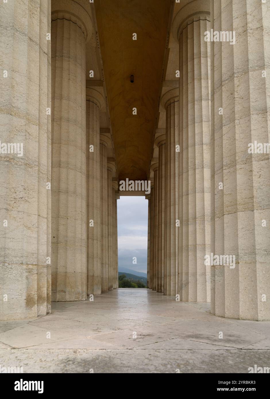 Architecture of a stone colonnade, of an ancient temple in Italy Stock ...