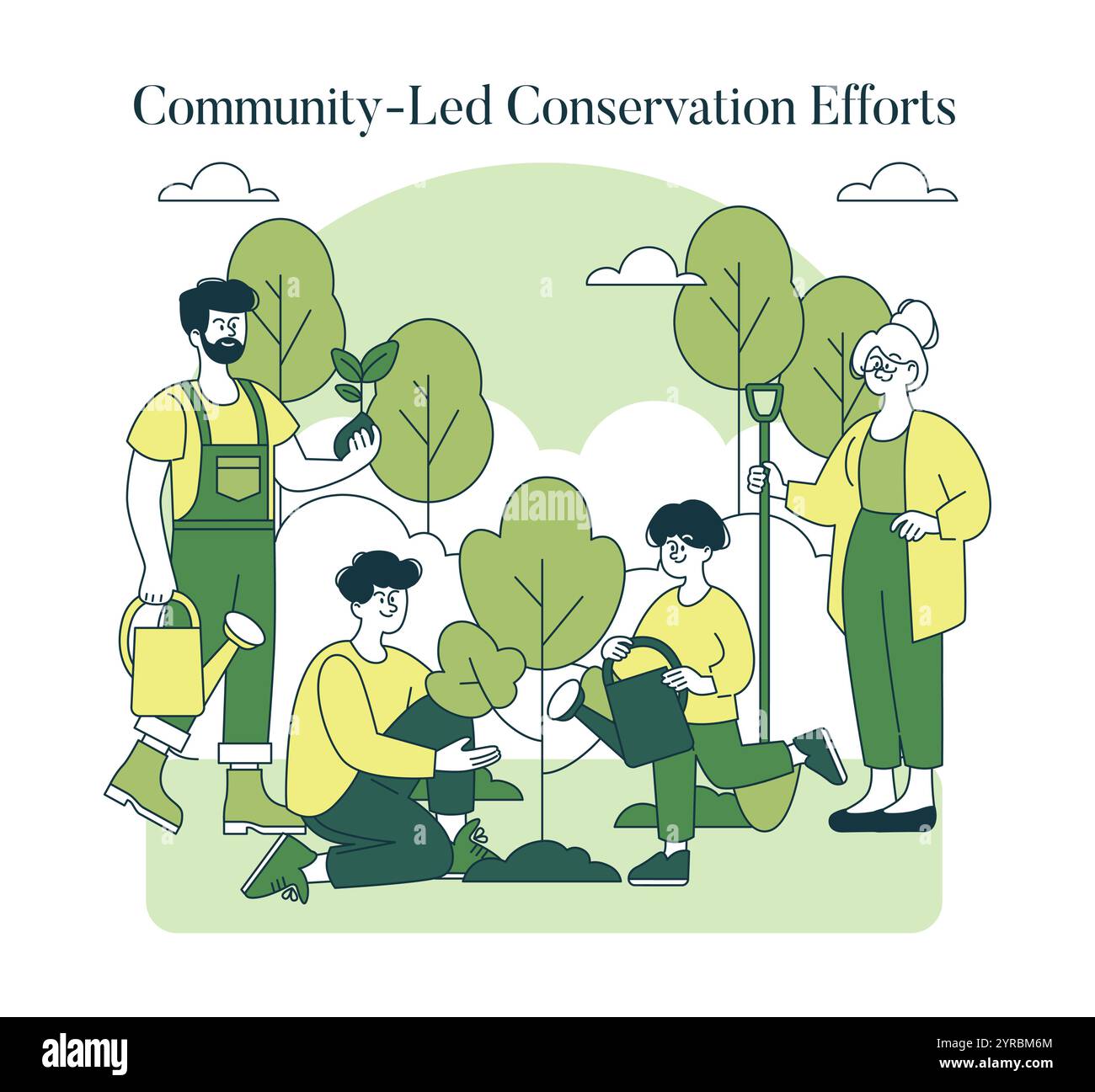 Ecosystem Conservation concept. Illustration of people participating in ...