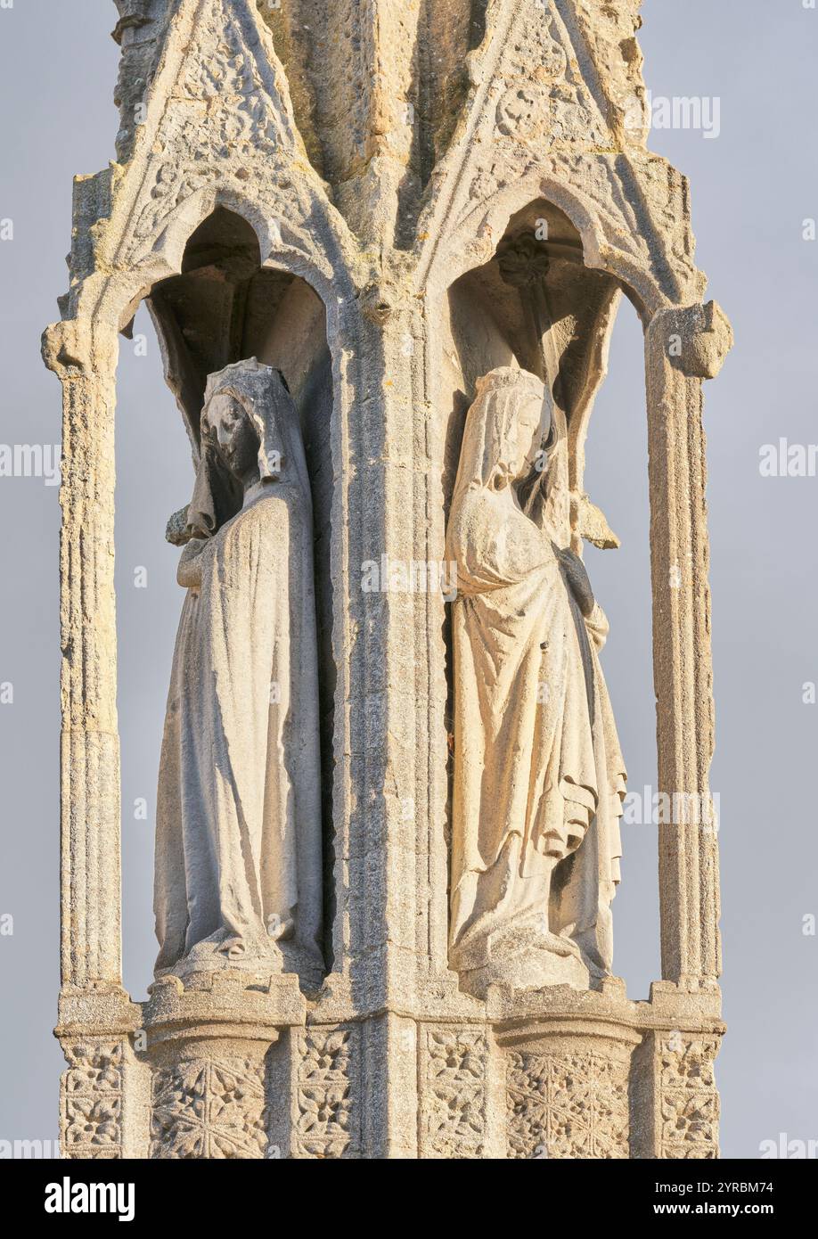 Canopied statues on the Eleanor Cross, built late thirteenth century by ...