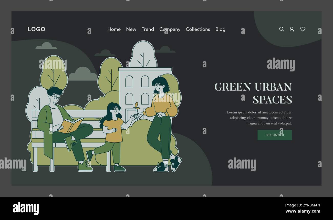 Green urban lifestyle concept. Citizens enjoying leisure time in a city park with ample ...