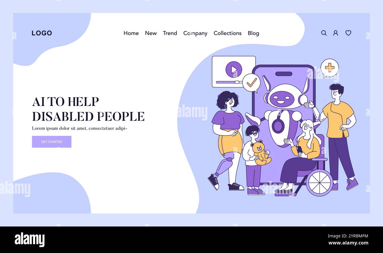 AI Assistance concept. Illustration featuring supportive technology for ...