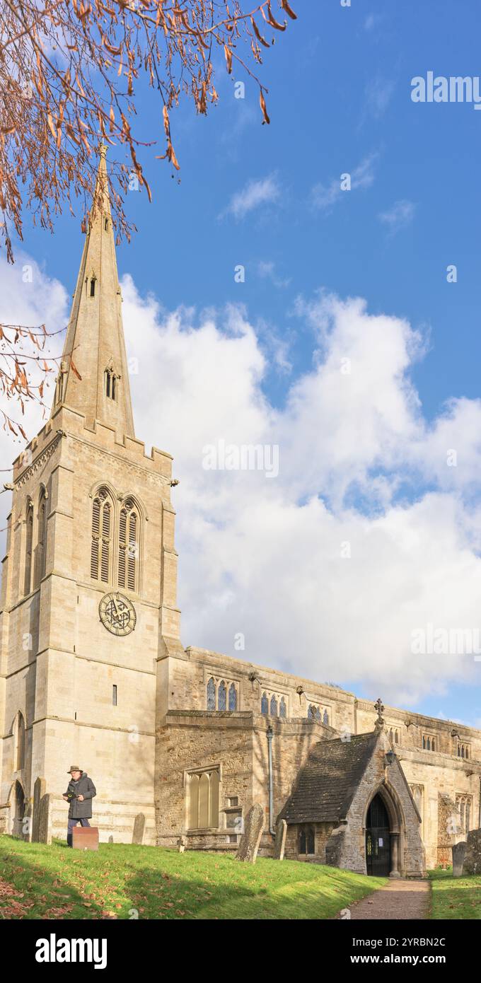 Tower and steeple of the saxon and norman built christian church of St ...