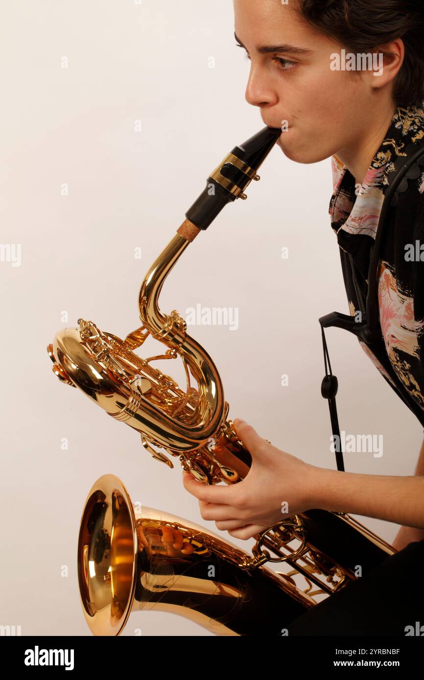 Saxophone position hi-res stock photography and images - Alamy