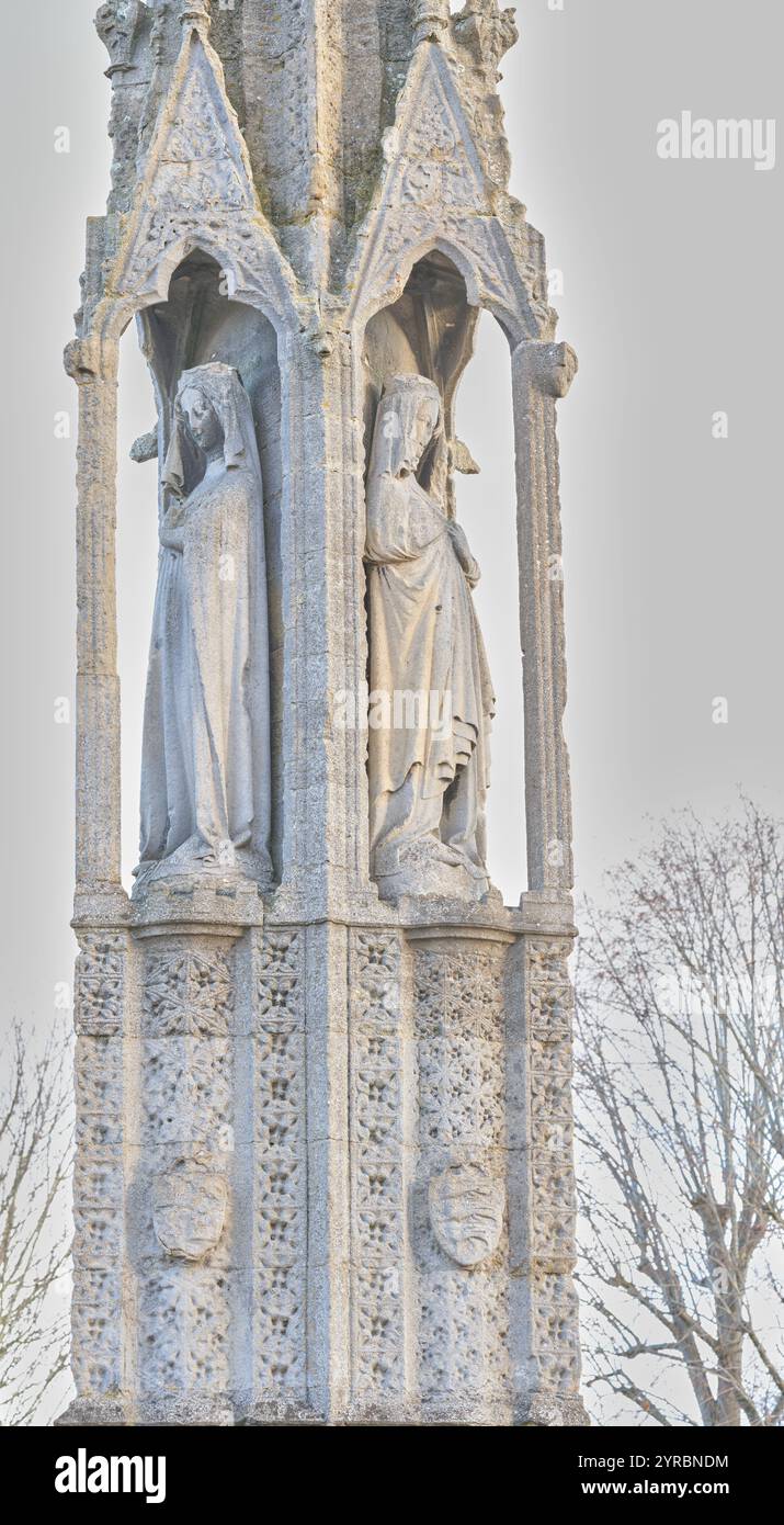 Canopied statues on the Eleanor Cross, built late thirteenth century by ...