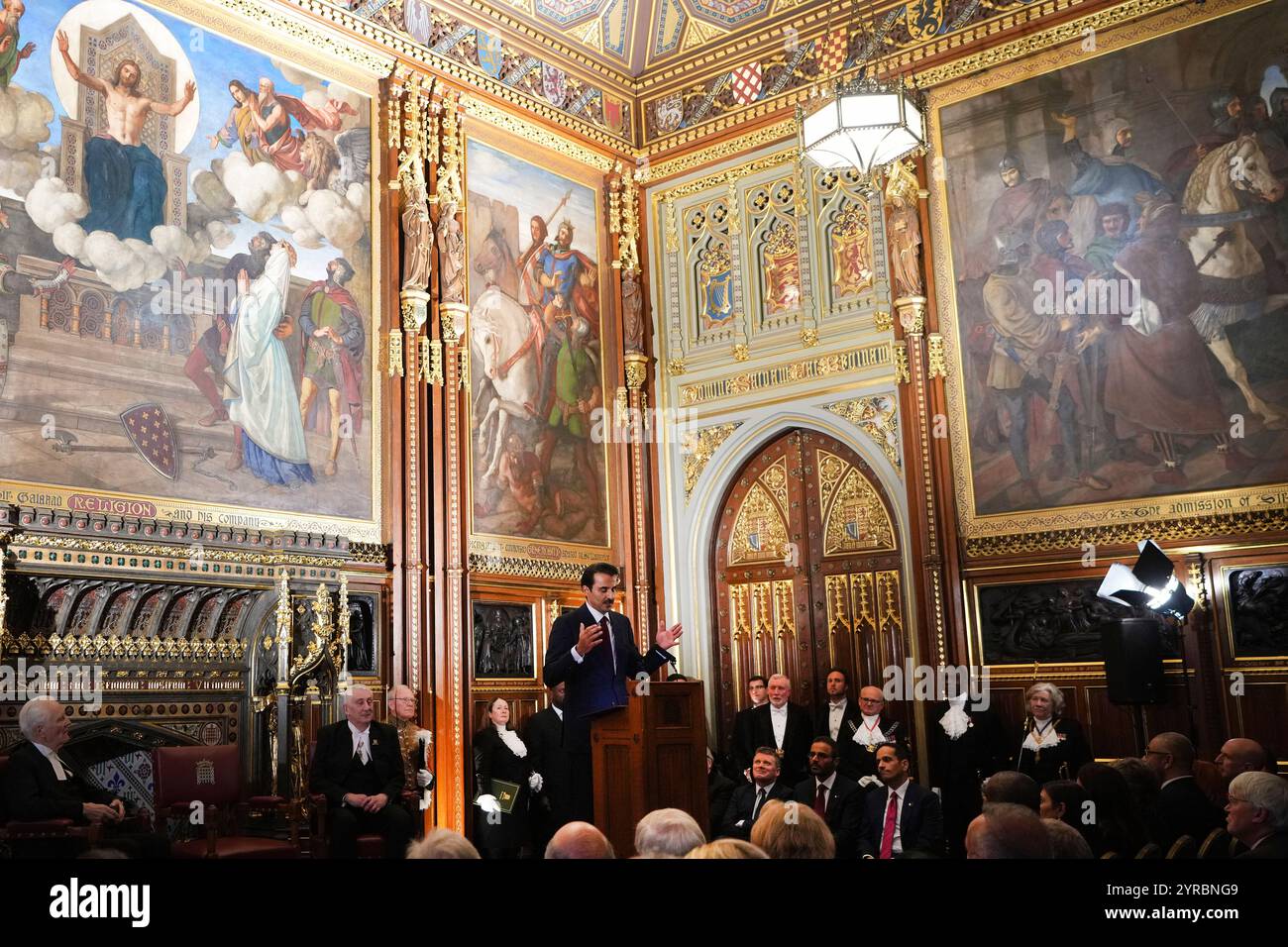 The Emir of Qatar Sheikh Tamim bin Hamad Al Thani, gestures as he ...