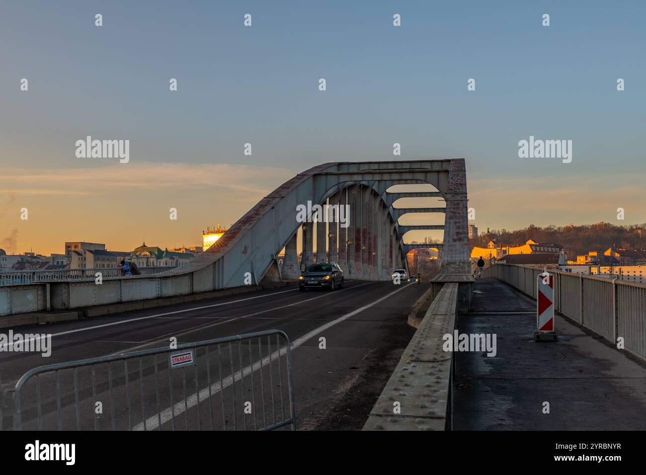 Valley of river Labe with road bridge before reconstruction in Usti nad ...