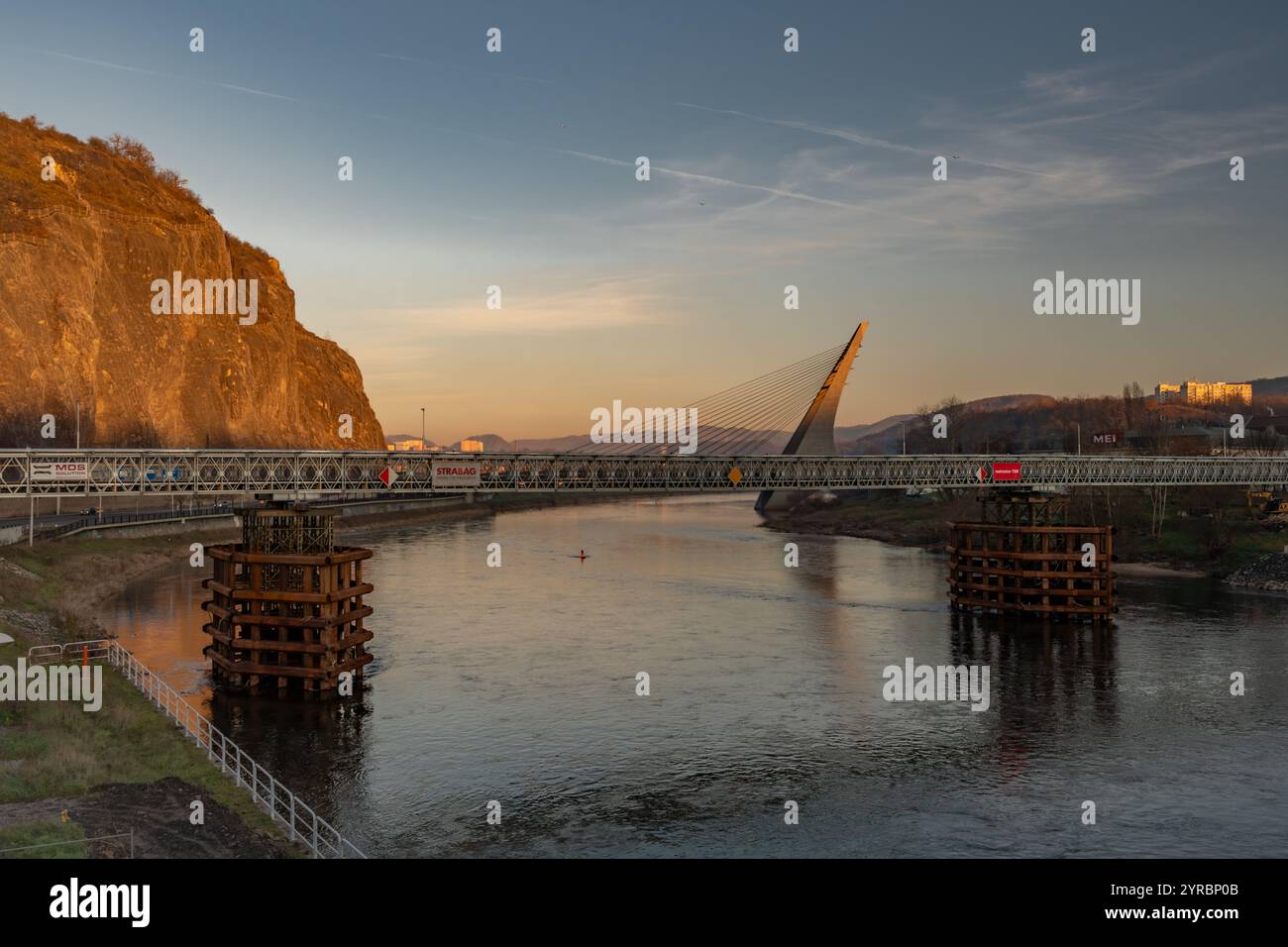 Valley of river Labe with road bridge before reconstruction in Usti nad ...