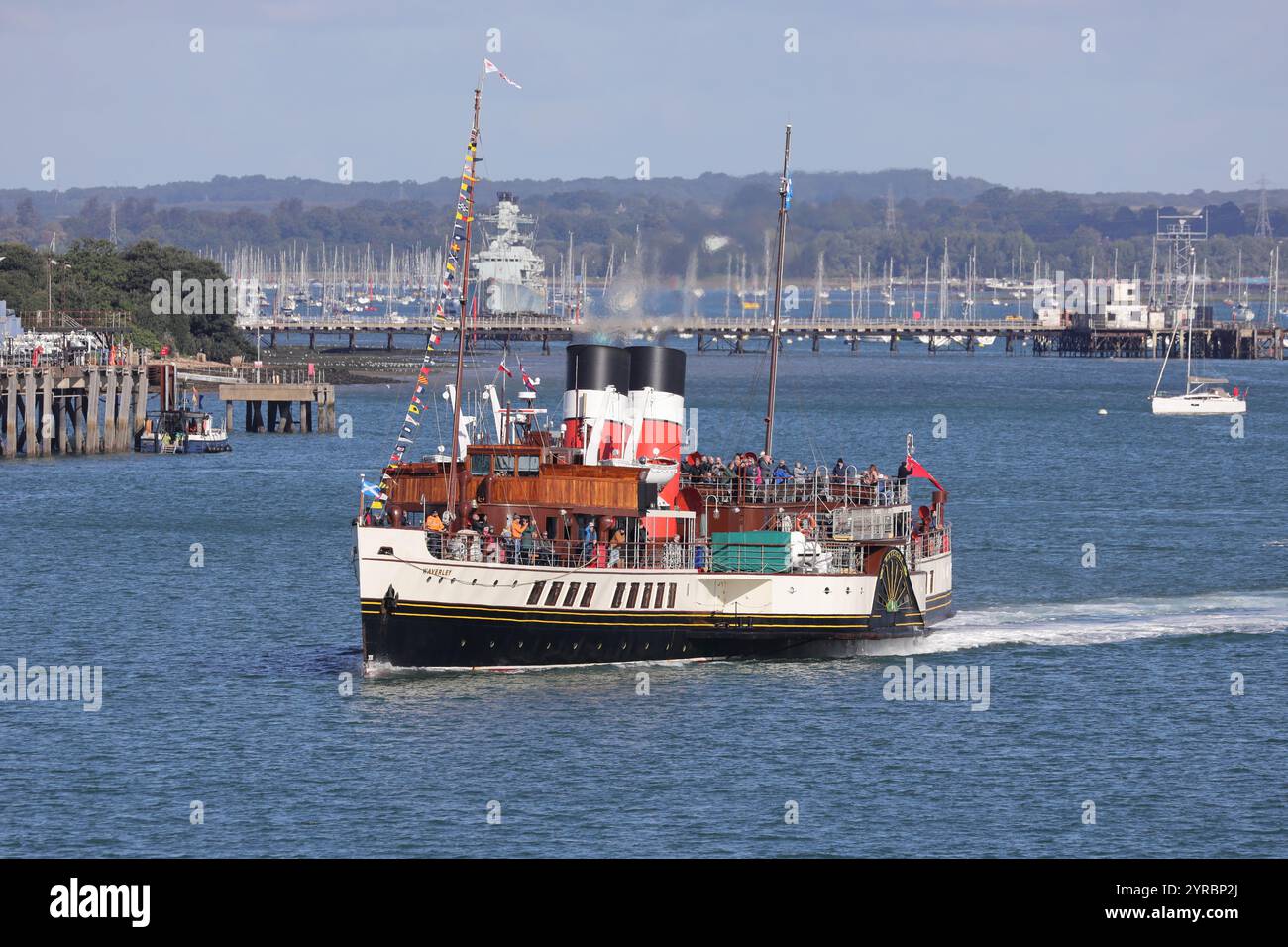 The passenger paddle steamer PS WAVERLEY leaves harbour for a coastal ...