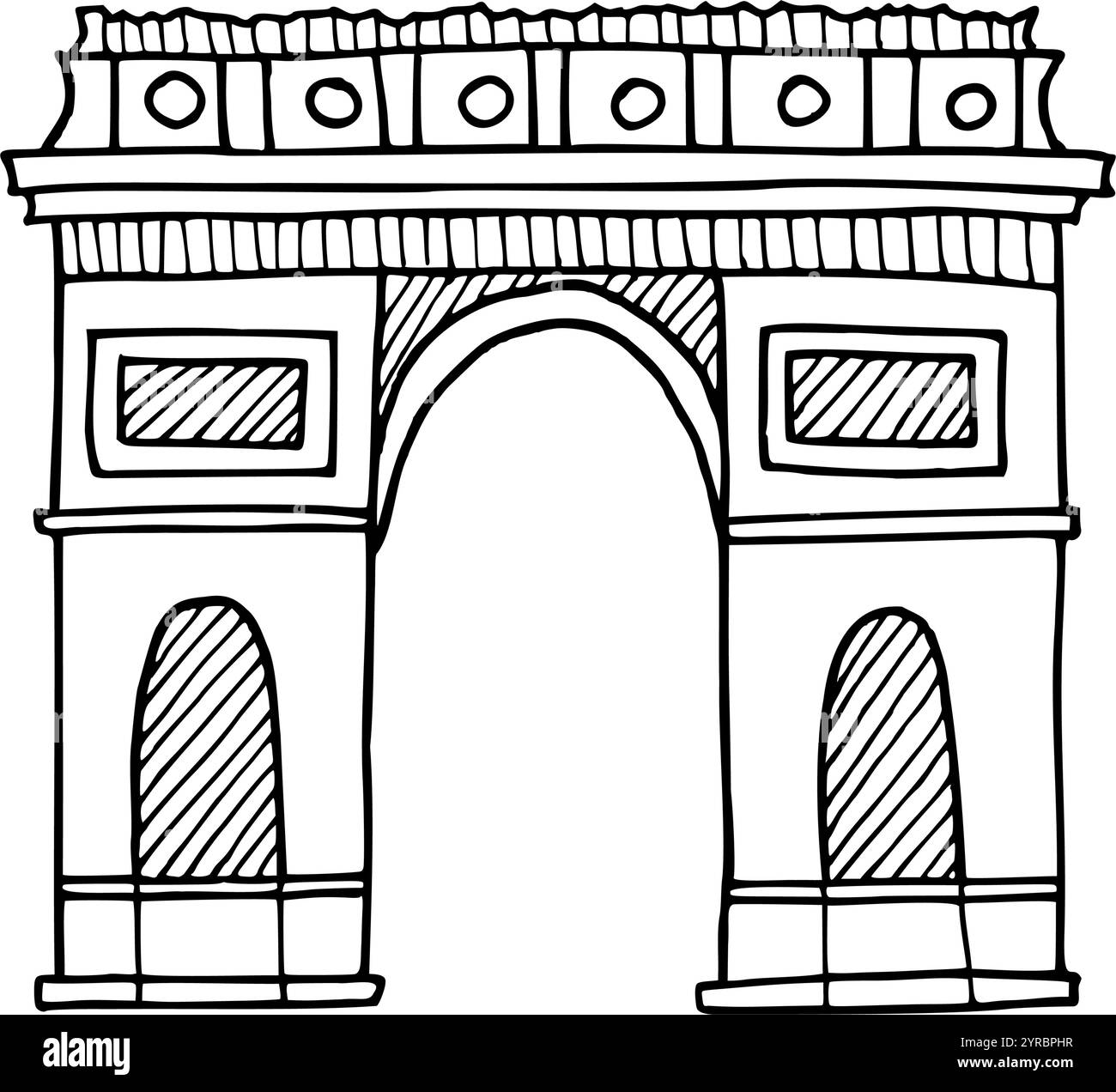 Silhouette of Arc de Triomphe, Triumphal Arch vector hand drawn ...