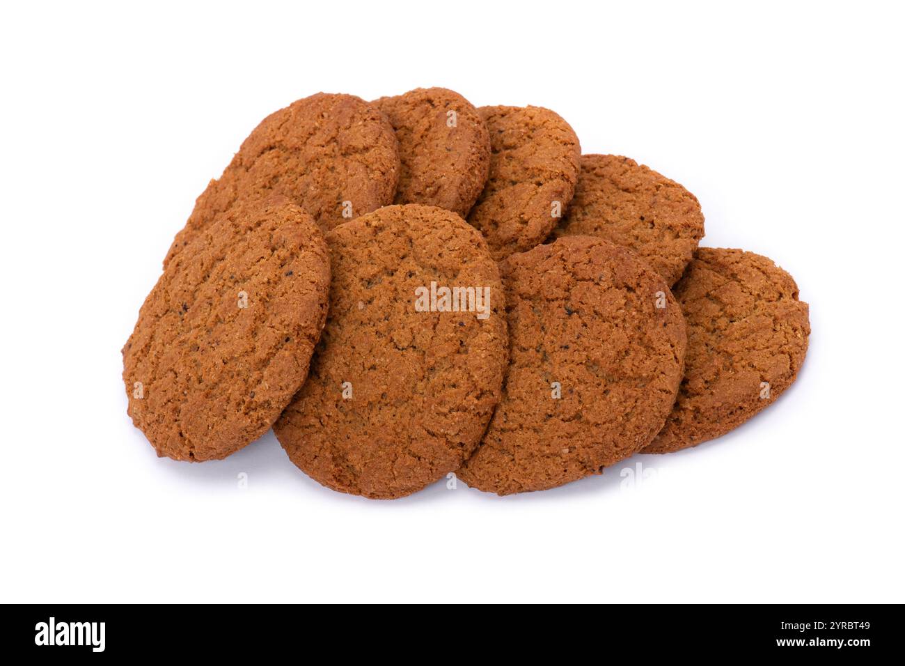 Heap of fresh oatmeal cookies isolated on white background Stock Photo ...