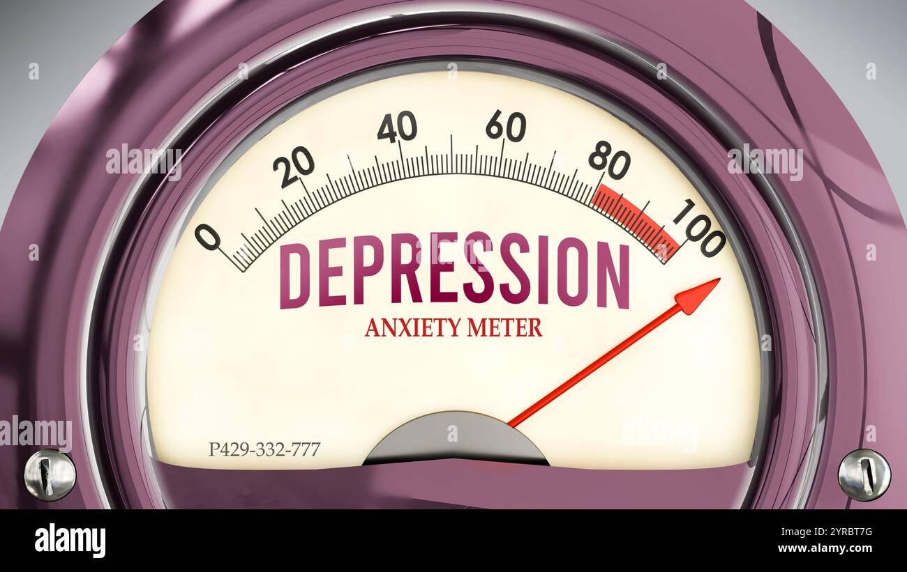 Depression and Anxiety Meter that is hitting a full scale, showing a ...