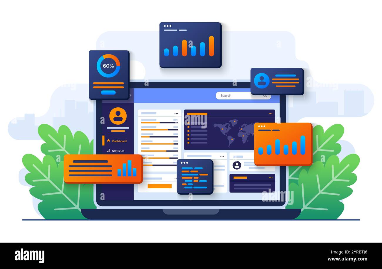 Laptop finance charts Cut Out Stock Images & Pictures - Alamy