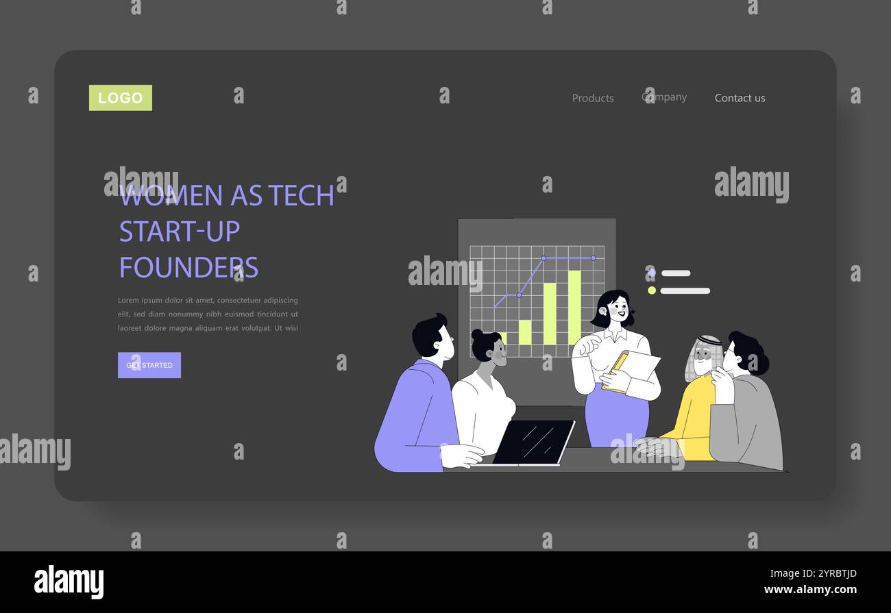 Women in Tech Start-up Founders concept. A female entrepreneur pitches ...