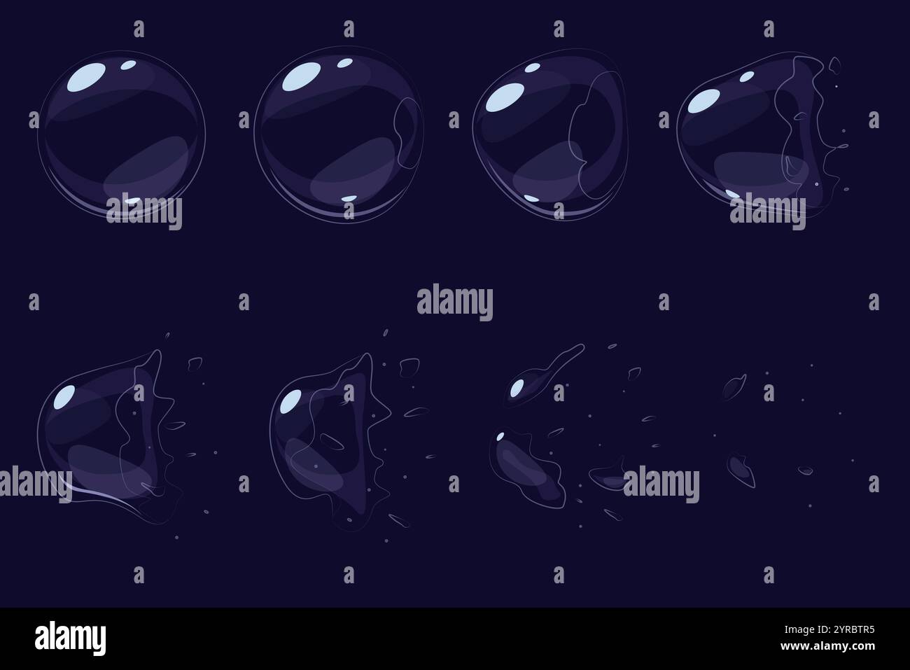 Soap bubble burst effect. Cartoon air balls. Explosion animations by ...