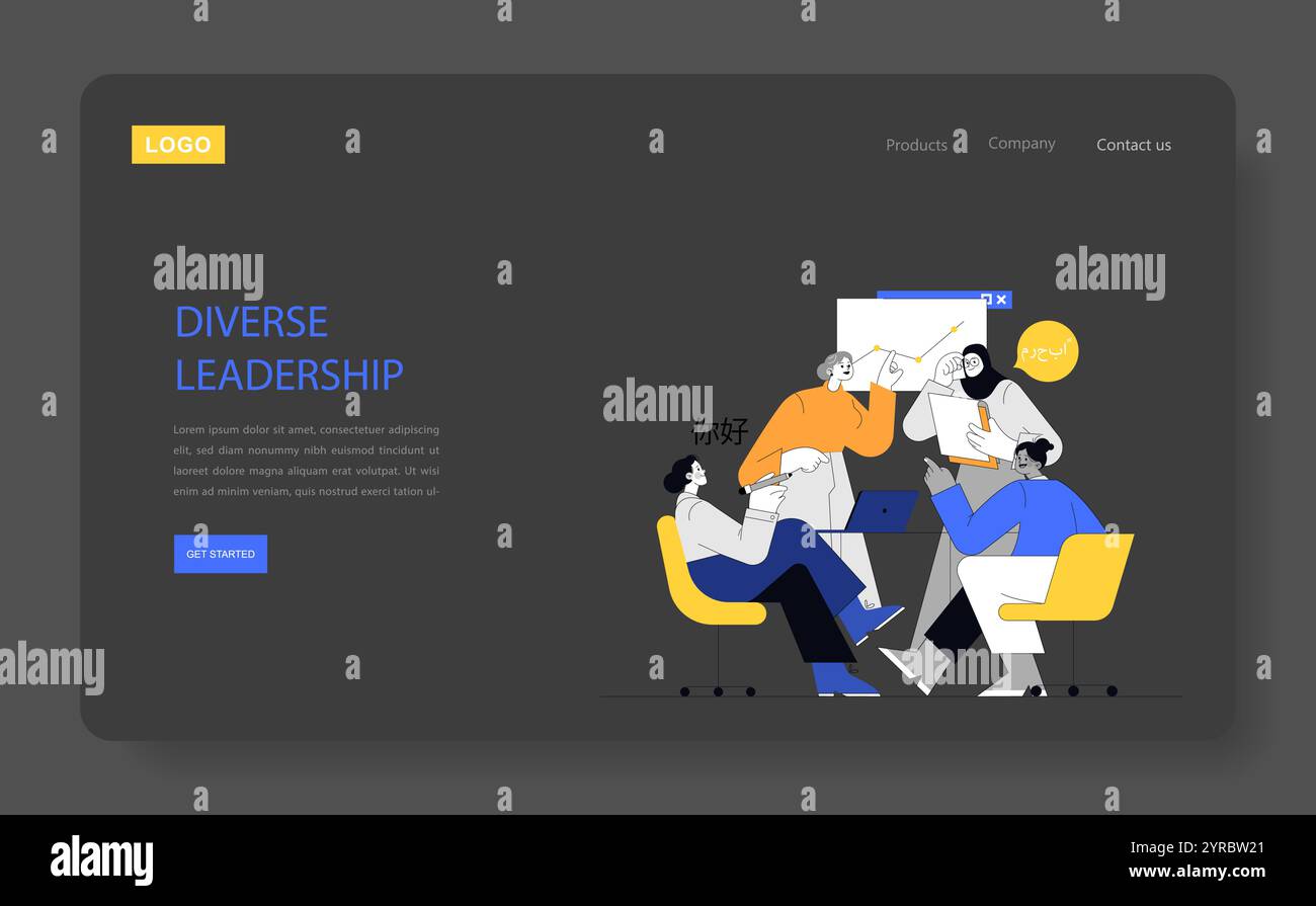 Women Leaders concept. Illustration of a team of female professionals ...