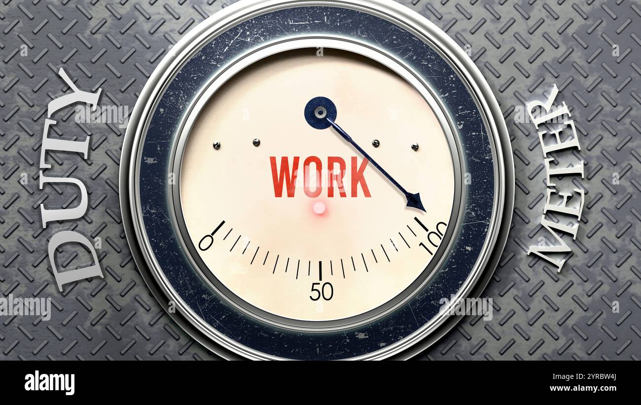 Work and duty meter that is hitting a full scale hi-res stock ...
