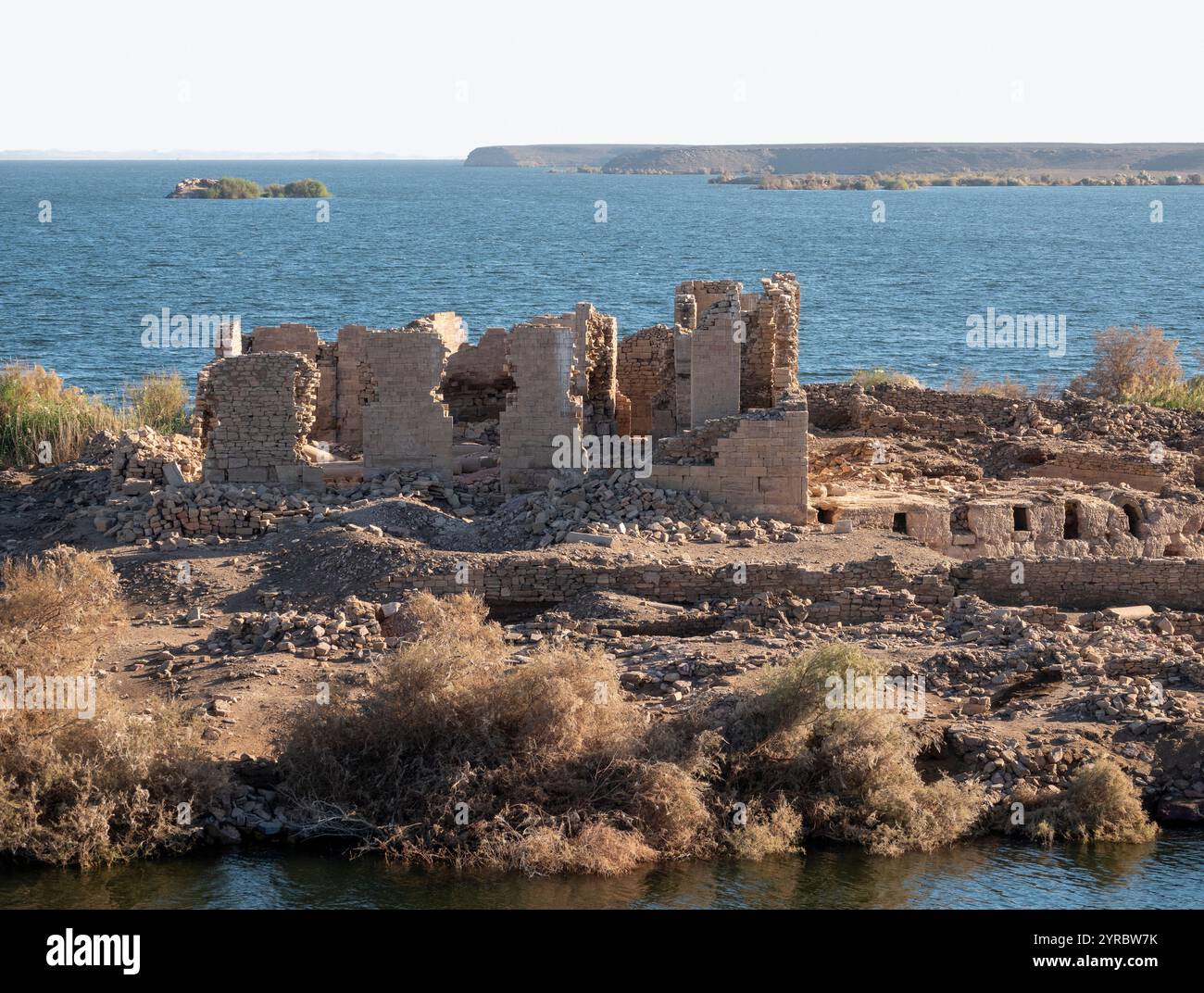 The ruins of Qasr Ibrim Fortress in Lake Nasser as seen from cruise ...
