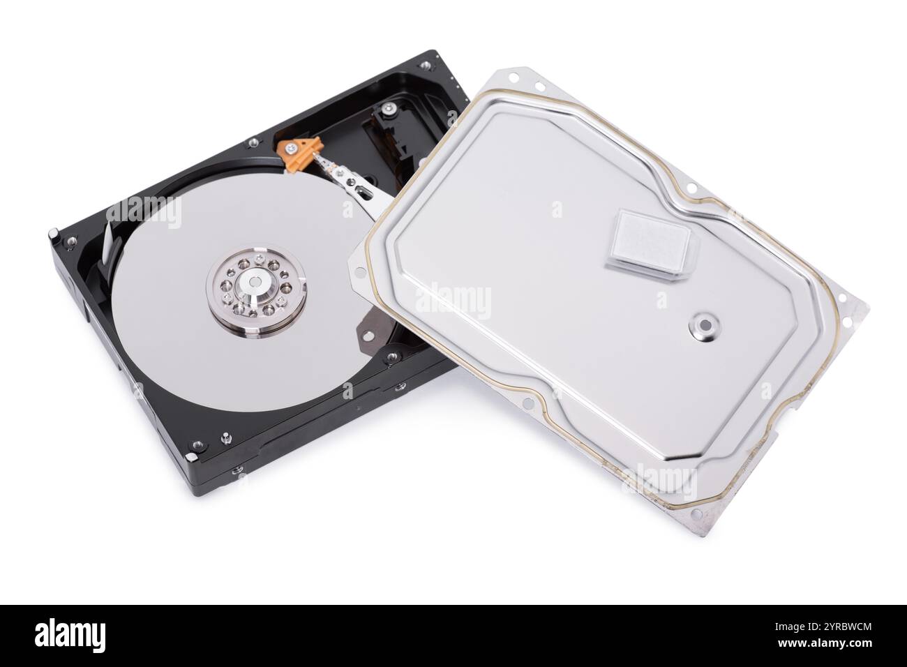 Open hard disk drive isolated on white background Stock Photo - Alamy
