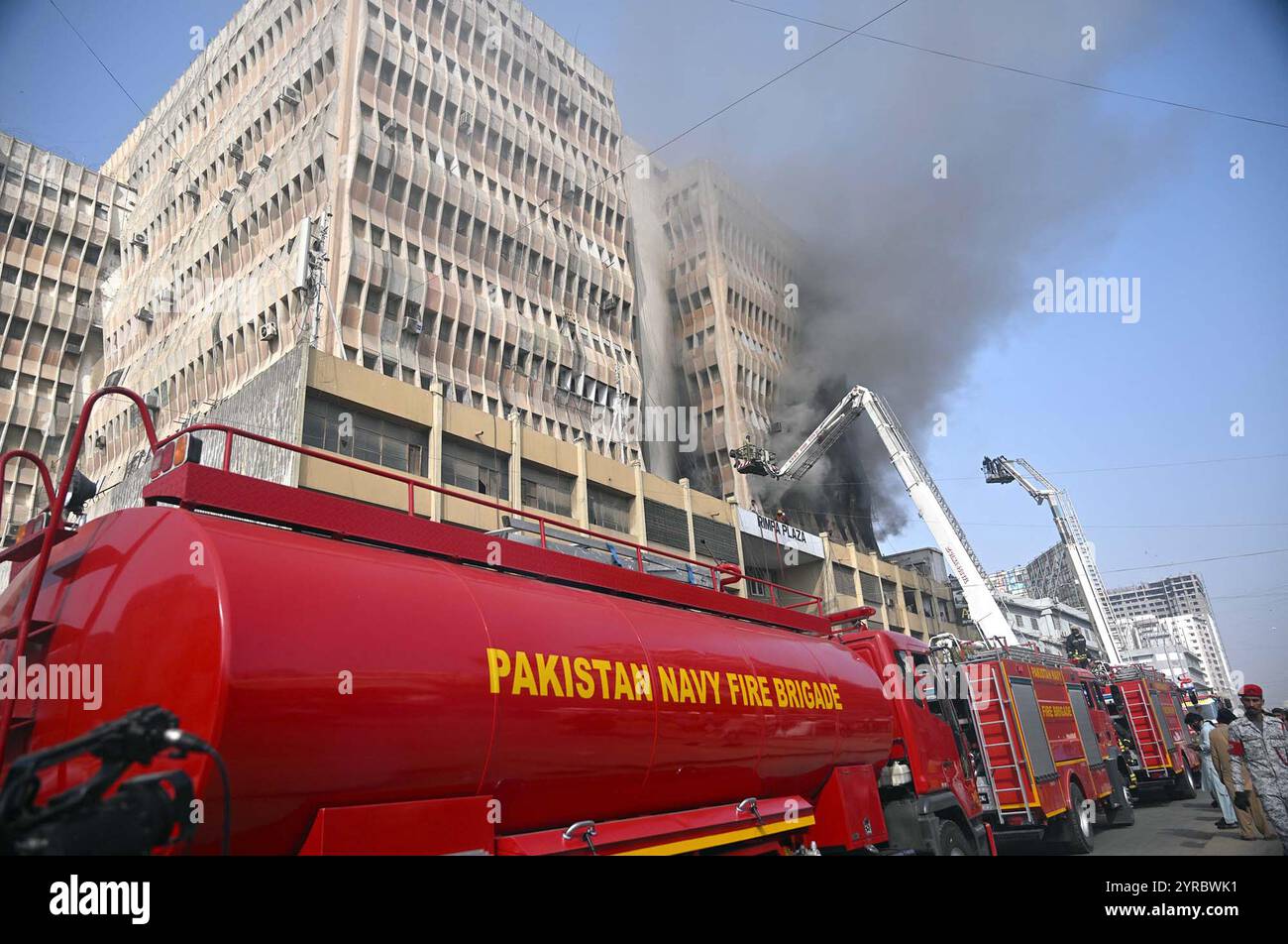 View of site after fire broke out incident at Rimpa Plaza building as ...