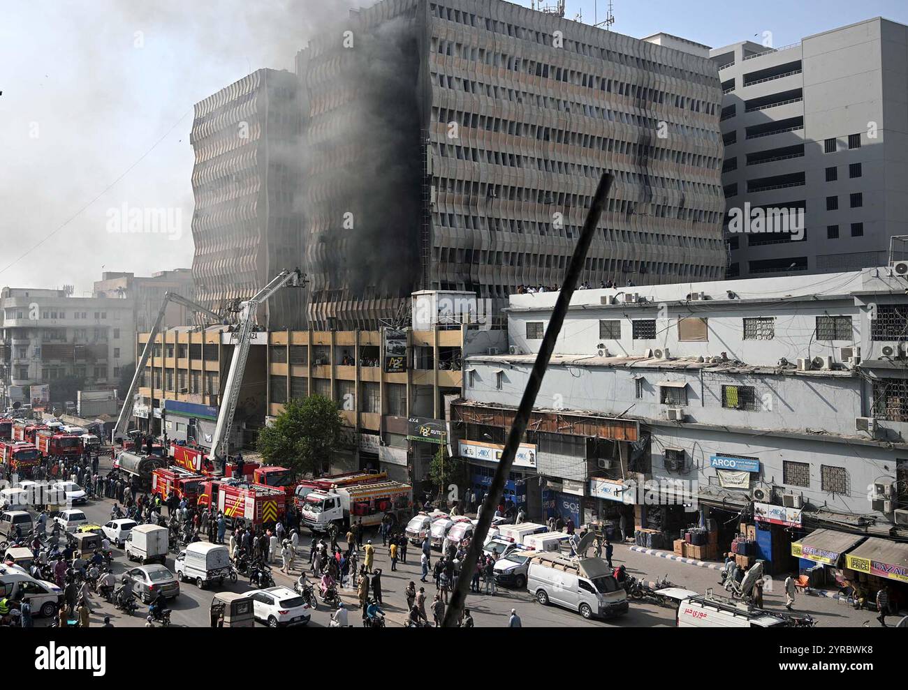 View of site after fire broke out incident at Rimpa Plaza building as ...