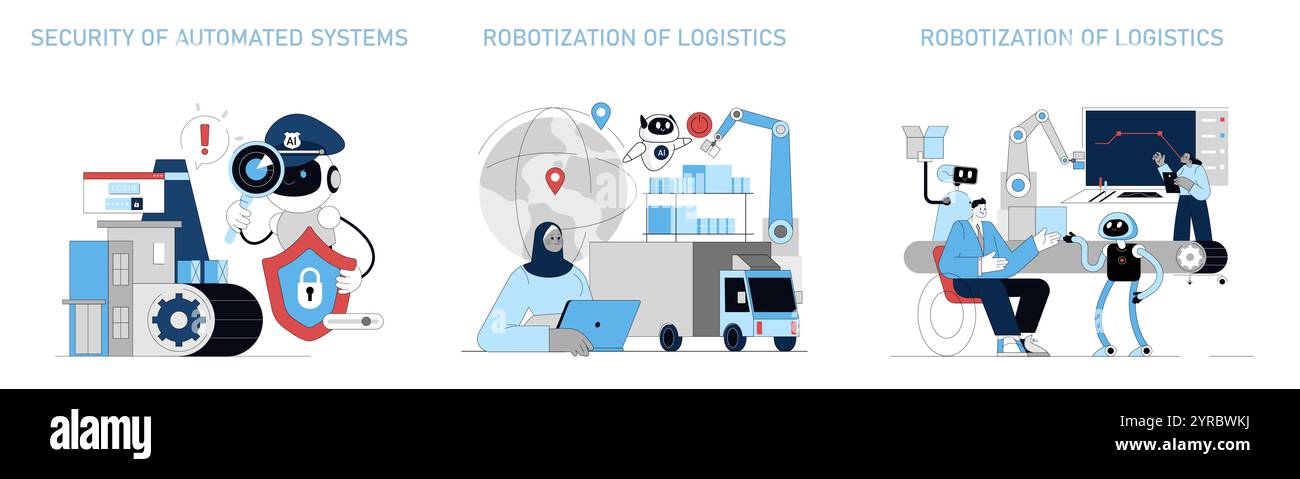 Automation set. Modern robotic solutions enhancing security and ...
