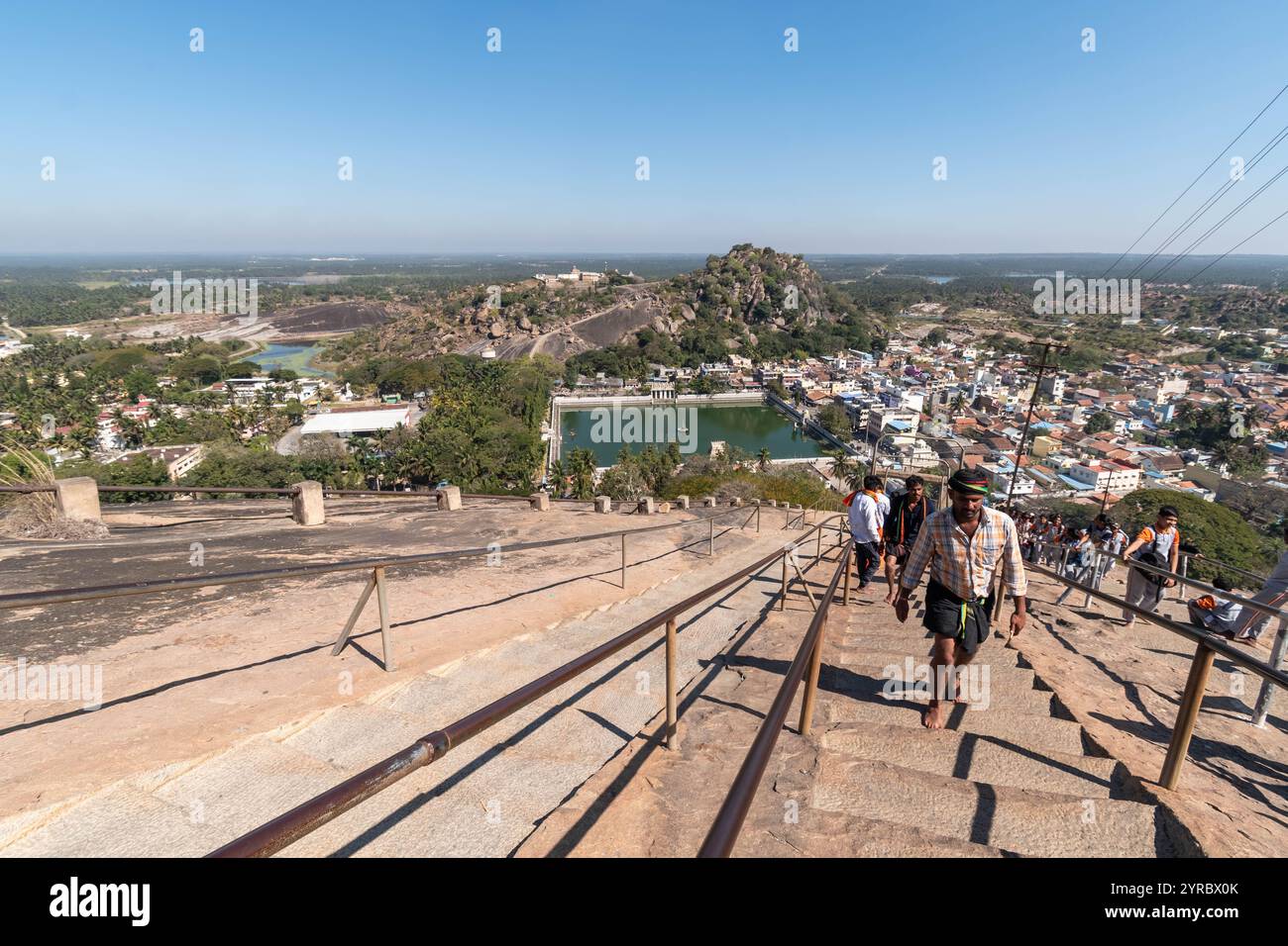 Shravanabelagola, Karnataka, India - January 24 2023: Tourists climb ...