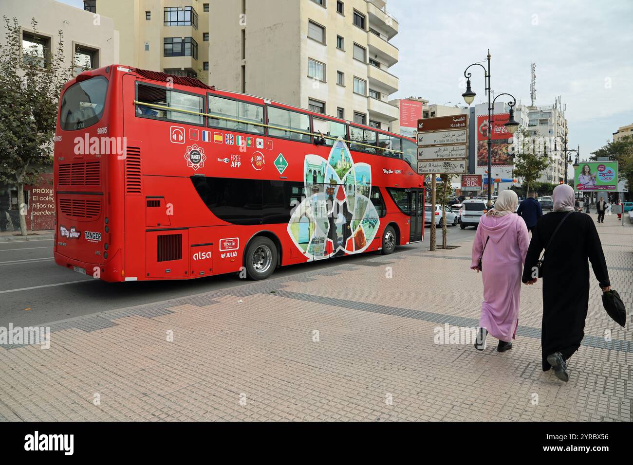 City Tour Bus in Tangier Stock Photo - Alamy