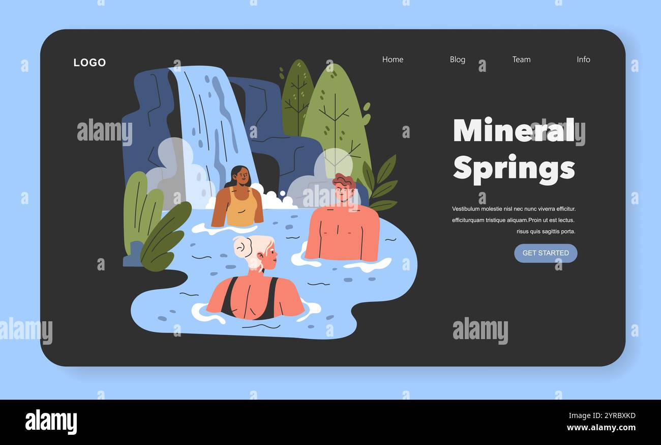 Water Wellness concept. People relaxing in a tranquil hot spring oasis ...