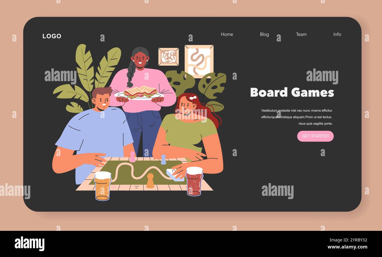 Indoor Leisure concept. Friends enjoy a board game session, sharing ...