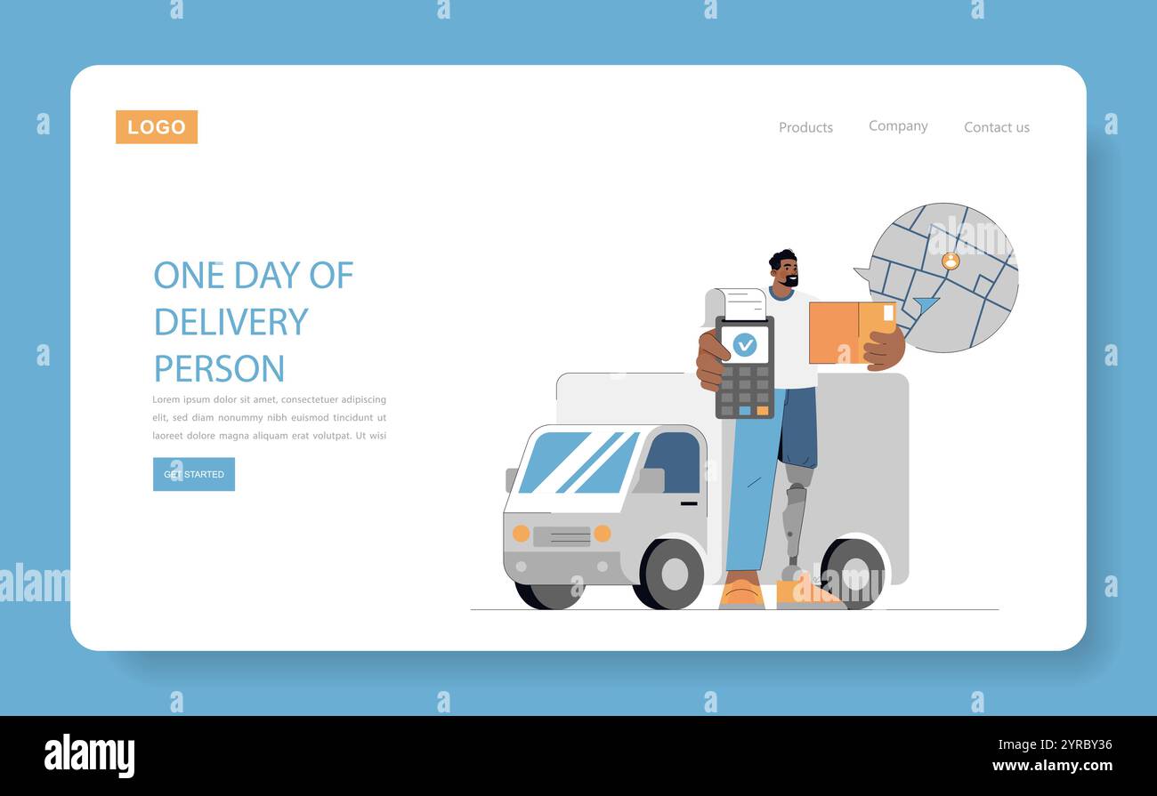 Delivery Person concept. Illustration of a courier with parcels near ...