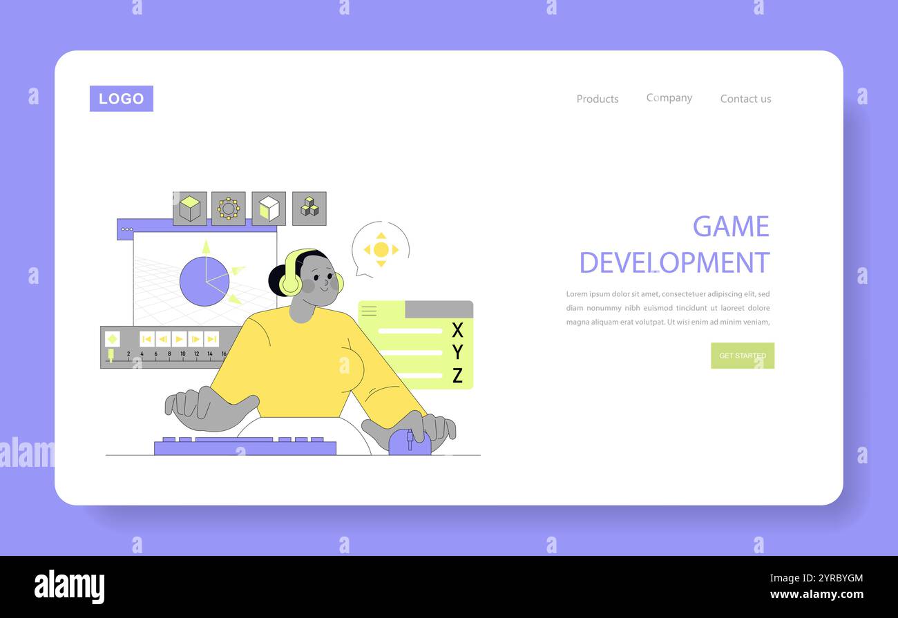 Women in Technology concept. An illustration presenting a female game ...