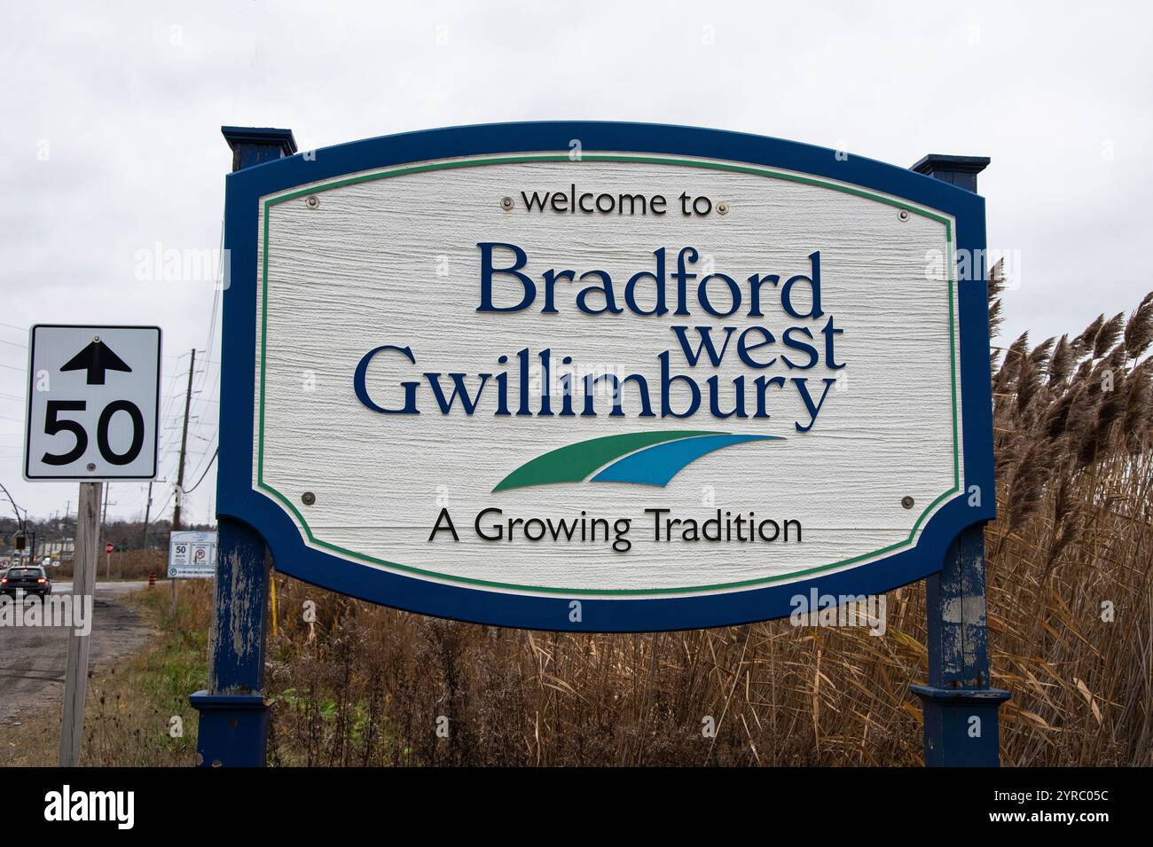 Welcome to Bradford West Gwillimbury and speed limit signs on Bridge ...
