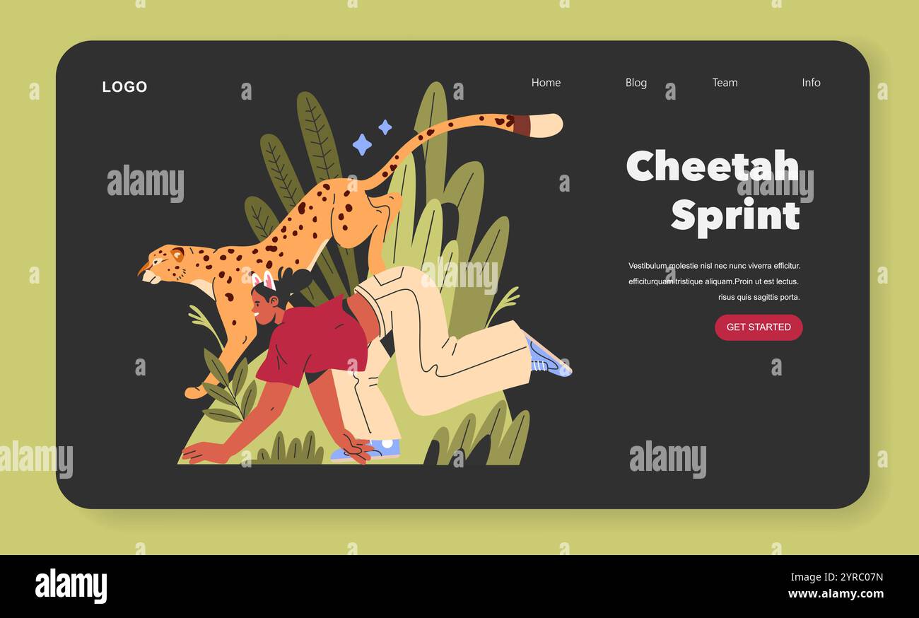 Cheetah Sprint concept. Runner emulates the speed of a cheetah in a ...