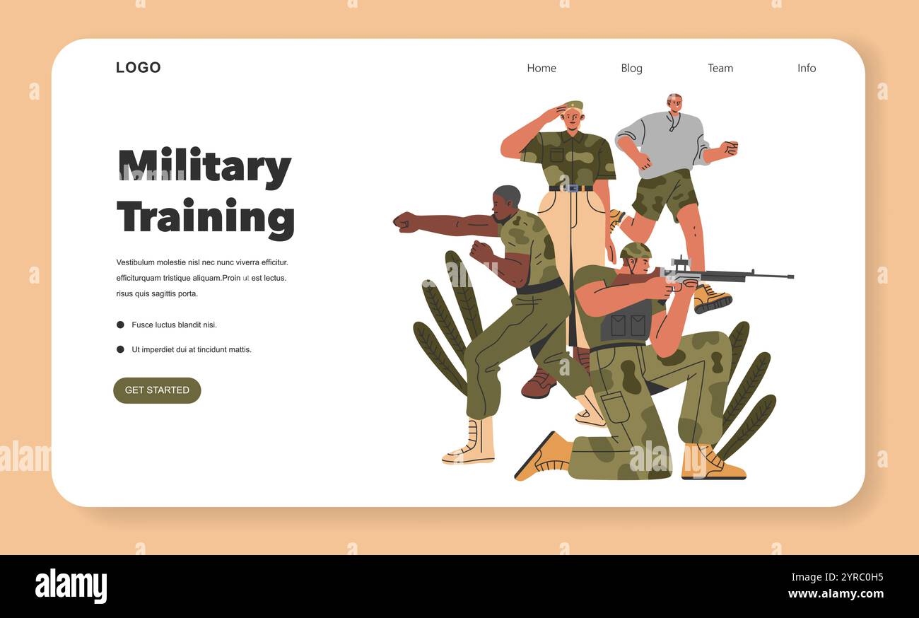 Military Training concept. Soldiers in combat gear moving stealthily ...